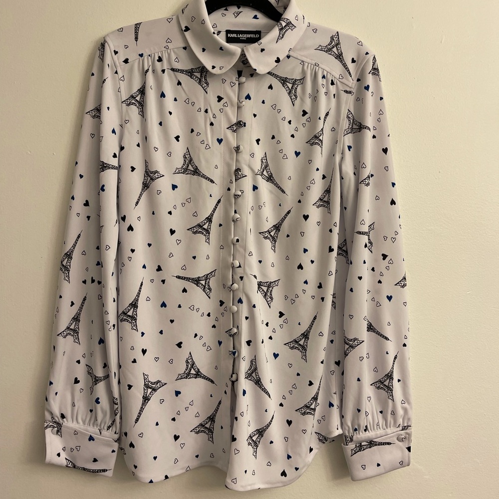 Karl Lagerfeld Paris Button Front Shirt - Gem
